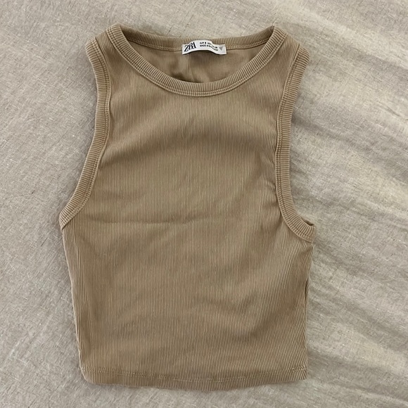 Zara | Tops | Zara Tan Colored Crop Top | Poshmark